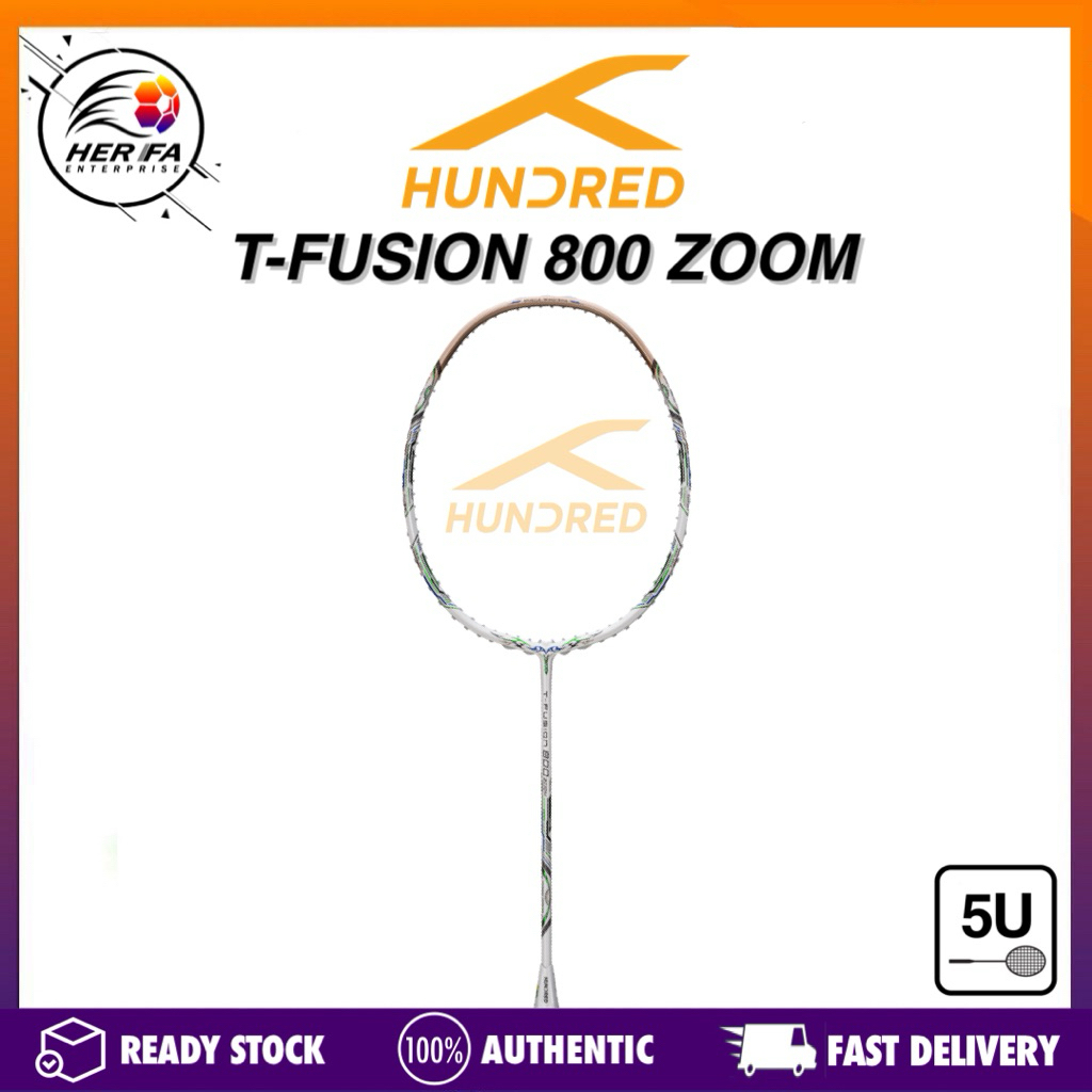 HUNDRED T-Fusion 800 ZOOM 5U 79grams Badminton Racket Max Tension 34lbs ...