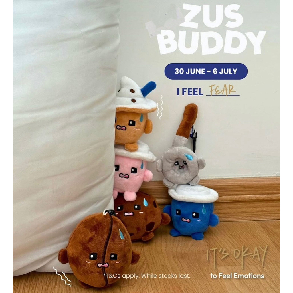 ZUS Buddy Mini Plushie Keychain - It's Okay to Feel Emotions - Fear ...