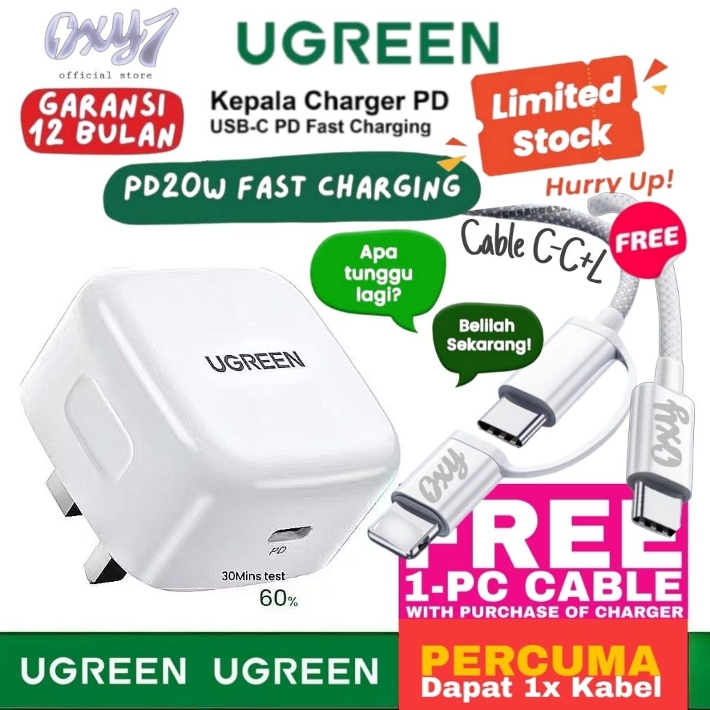 [VIRAL] UGREEN 20W PD Fast Charger USB-C Type-C Fast Charging Adapter ...