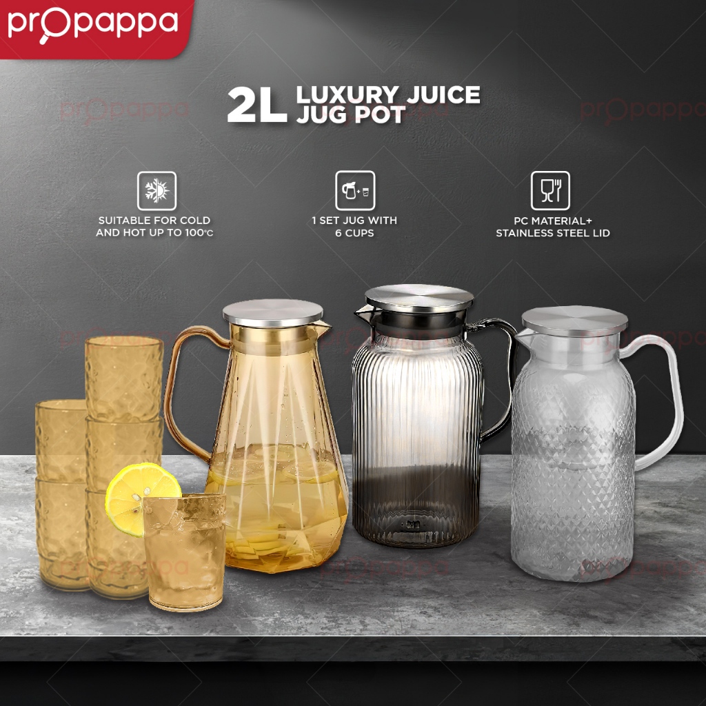 Propappa - 2L Premium Water Jug Set with 6 Cups | Set Jug Air Mewah ...