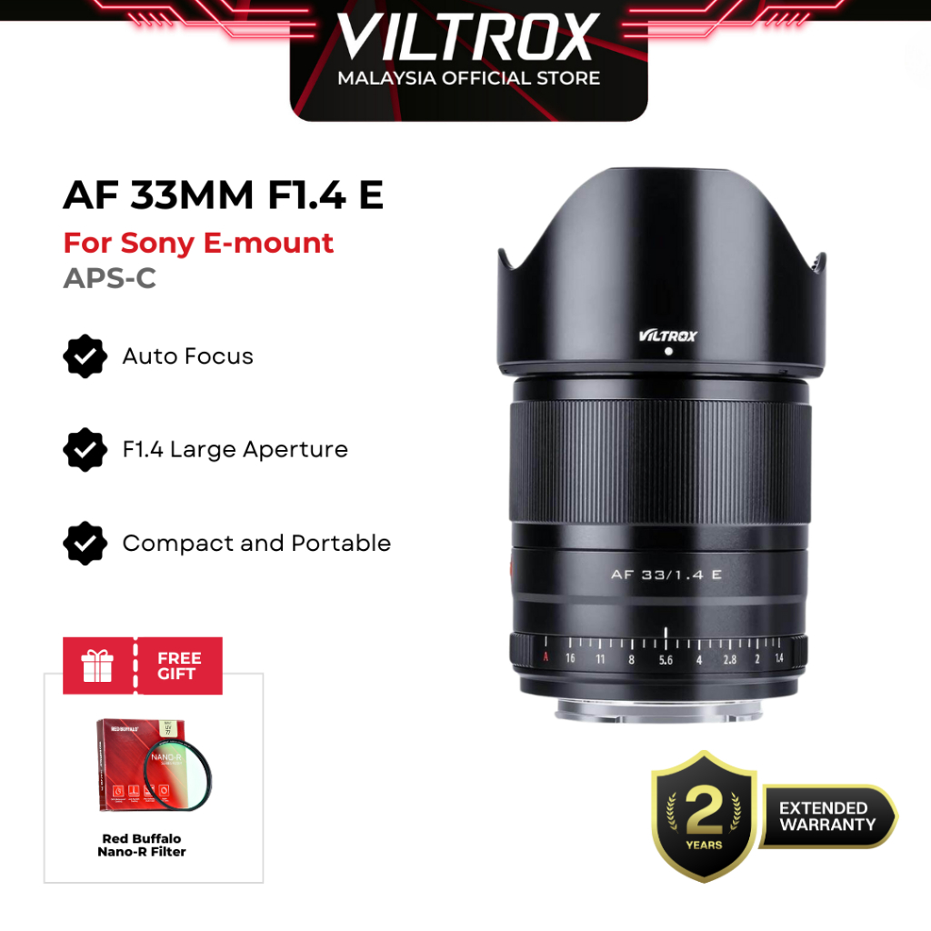 VILTROX 33mm F1.4 E APS-C Auto Focus Prime Lens for Sony E-mount ...