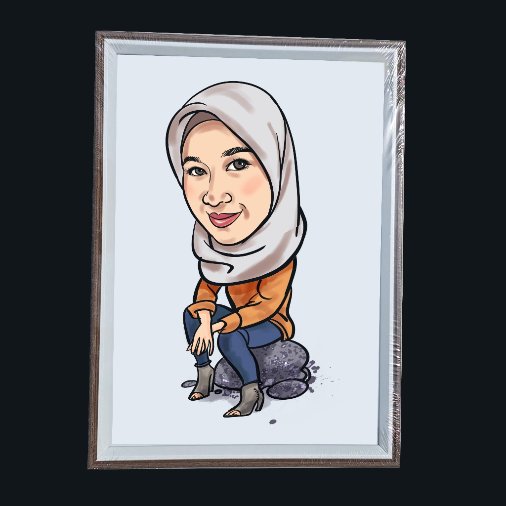 HARDCOPY Simple Stroke Caricature with A4 FRAME |💯Hand-drawn |Drawing ...