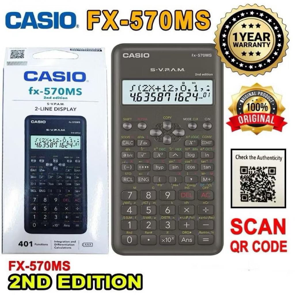 Casio Scientific Calculator FX-570MS 2nd Edition for secondary school ...