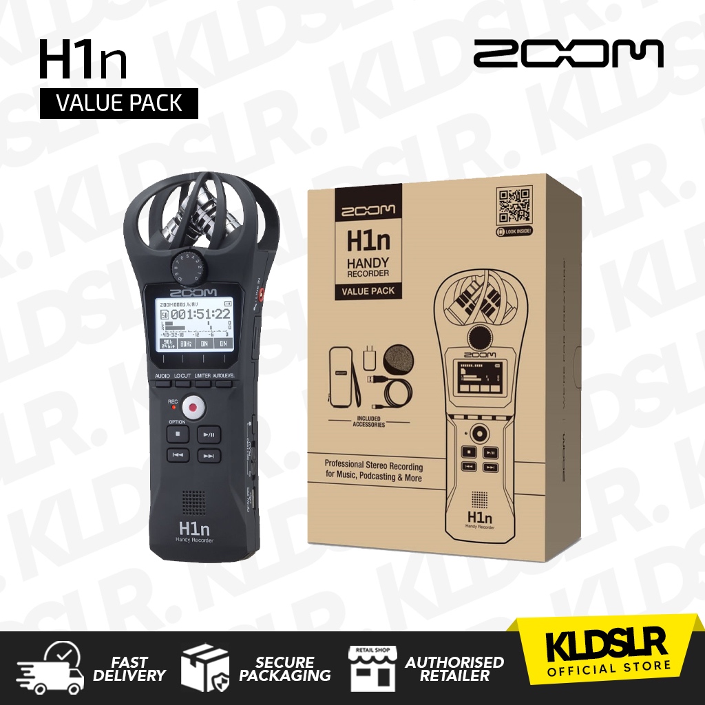 Zoom H1n Handy Recorder Portable Recorder, Onboard Stereo Microphones ...