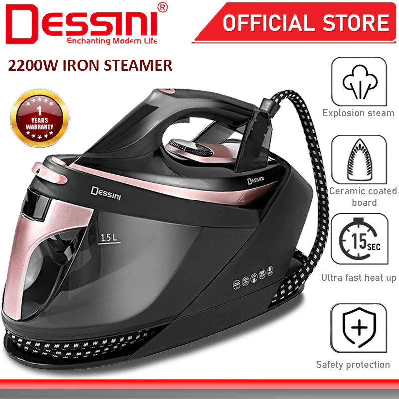 DESSINI ITALY 2200W Electric Ceramic Soleplate Garment Steam Iron ...