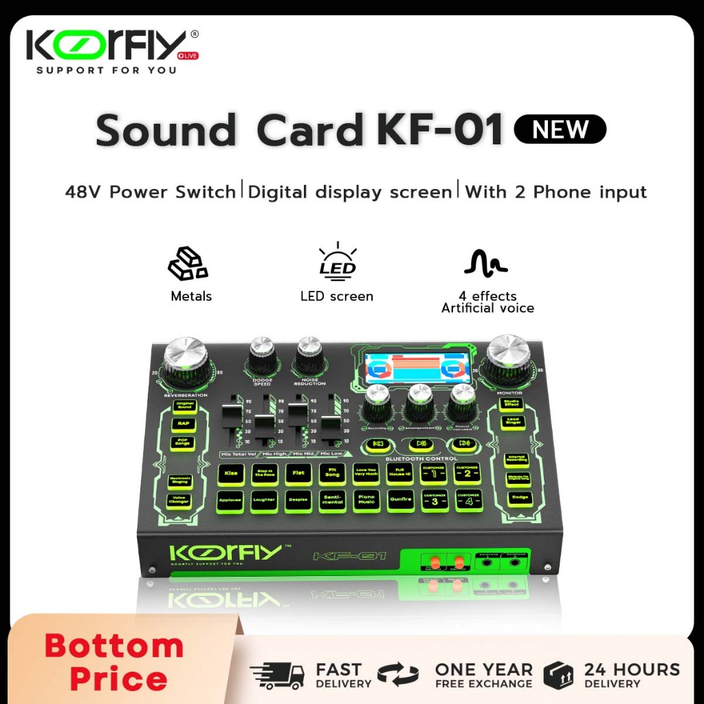 [Penjual Tempatan] Koorfly KF01 Sound Card Kit AllinOne Kad Bunyi 48V ...