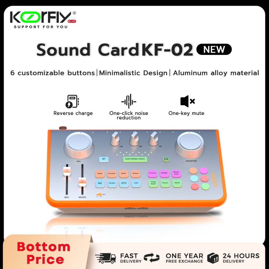 KoorFly Sound Card KF02 Mixer Capacitance Microphone Set Eliminate Original Songs 48V Audio ...