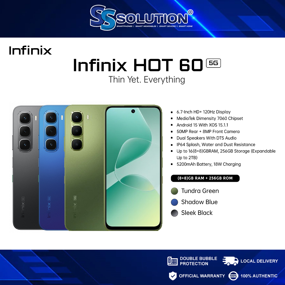 INFINIX HOT 60 5G (8GB up to 16GB+256GB) 6.7" HD+ Display l Mediatek ...