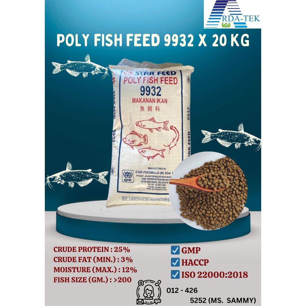 [20KG] Starfeed 9932 (Polyfish feed) Pellet makanan ikan protein 25% ...