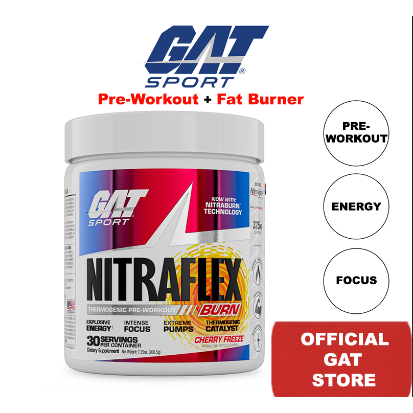 GAT Nitraflex Burn Extreme Hardcore 2-in-1 Fat Burner and Pre-Workout Pembakar Lemak Pra Sukan ...