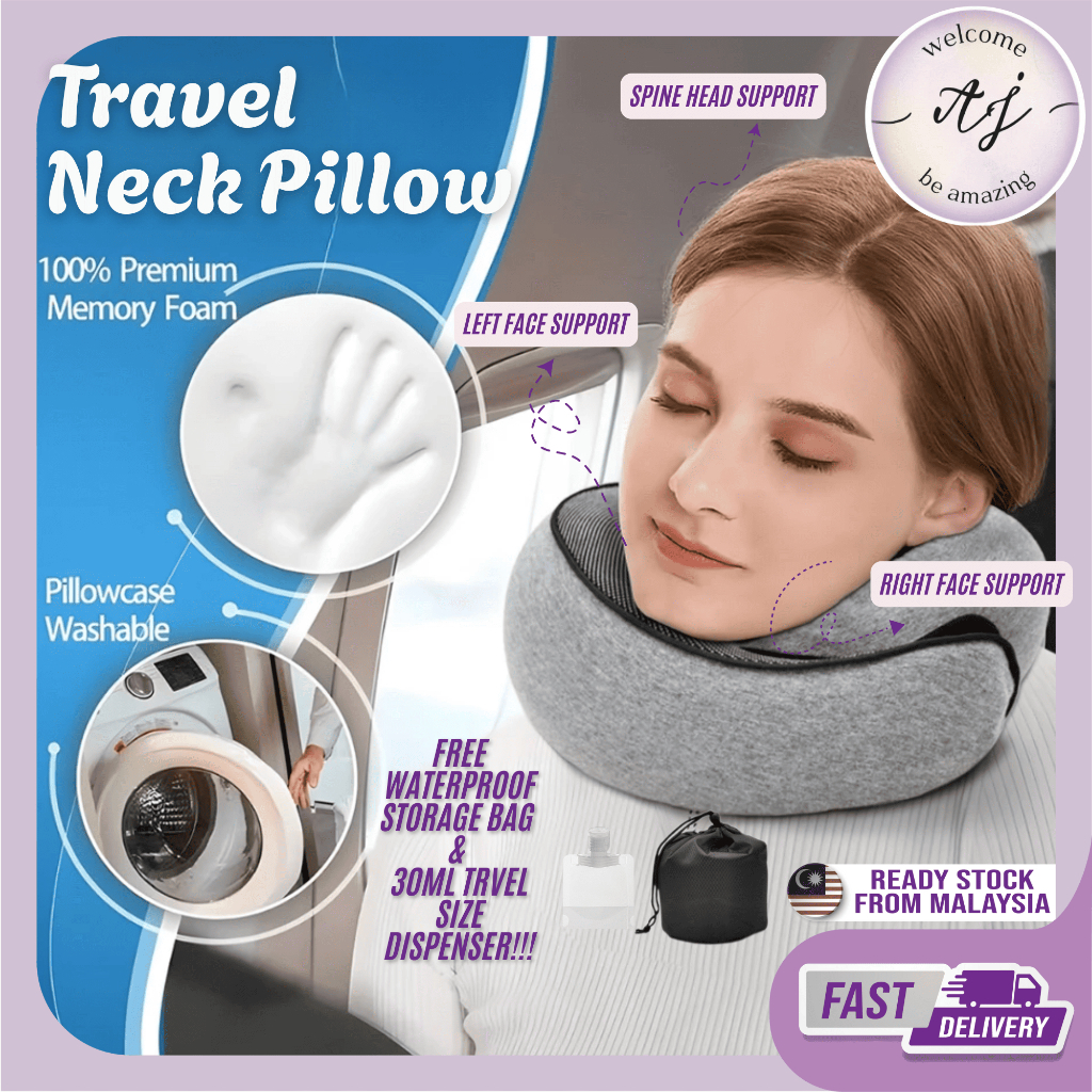 360° Travel Neck Pillow Soft Neck Brace Comfort Foam Cervical Collar ...