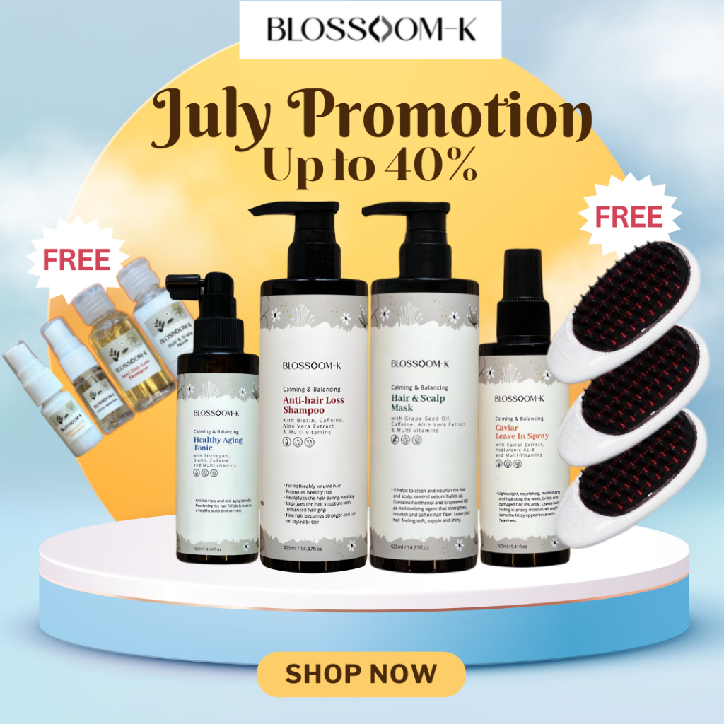 JULY PROMO Blossoom Anti Hair Loss Set (Shampoo, Tonic, Mask, Leave In ...