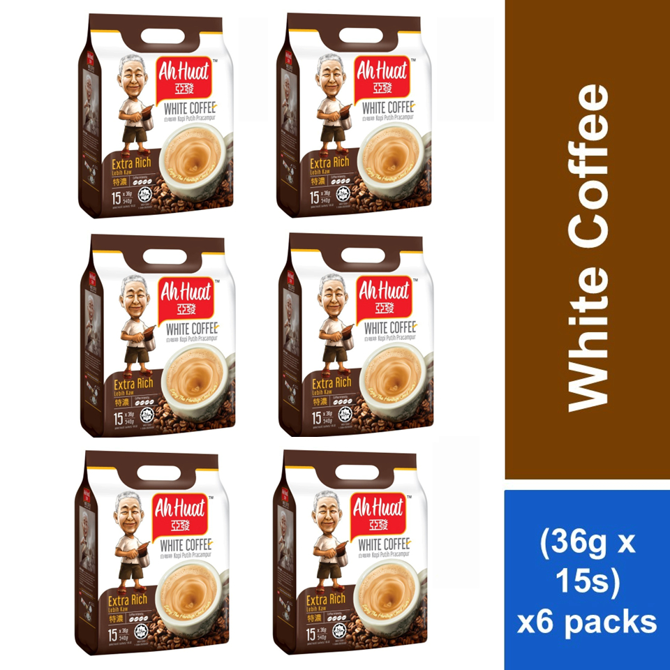 [Bundle of 6] AH HUAT White Coffee Extra Rich 36g x 15s (HALAL ...