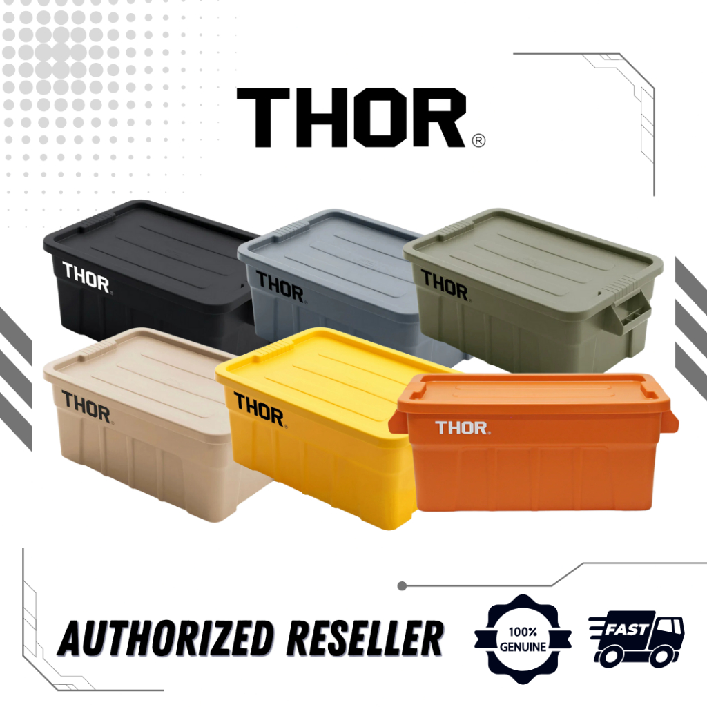 THOR 53L Tote Box With Lid , Medium Capacity Stackable Storage Container (Original) | Shopee ...