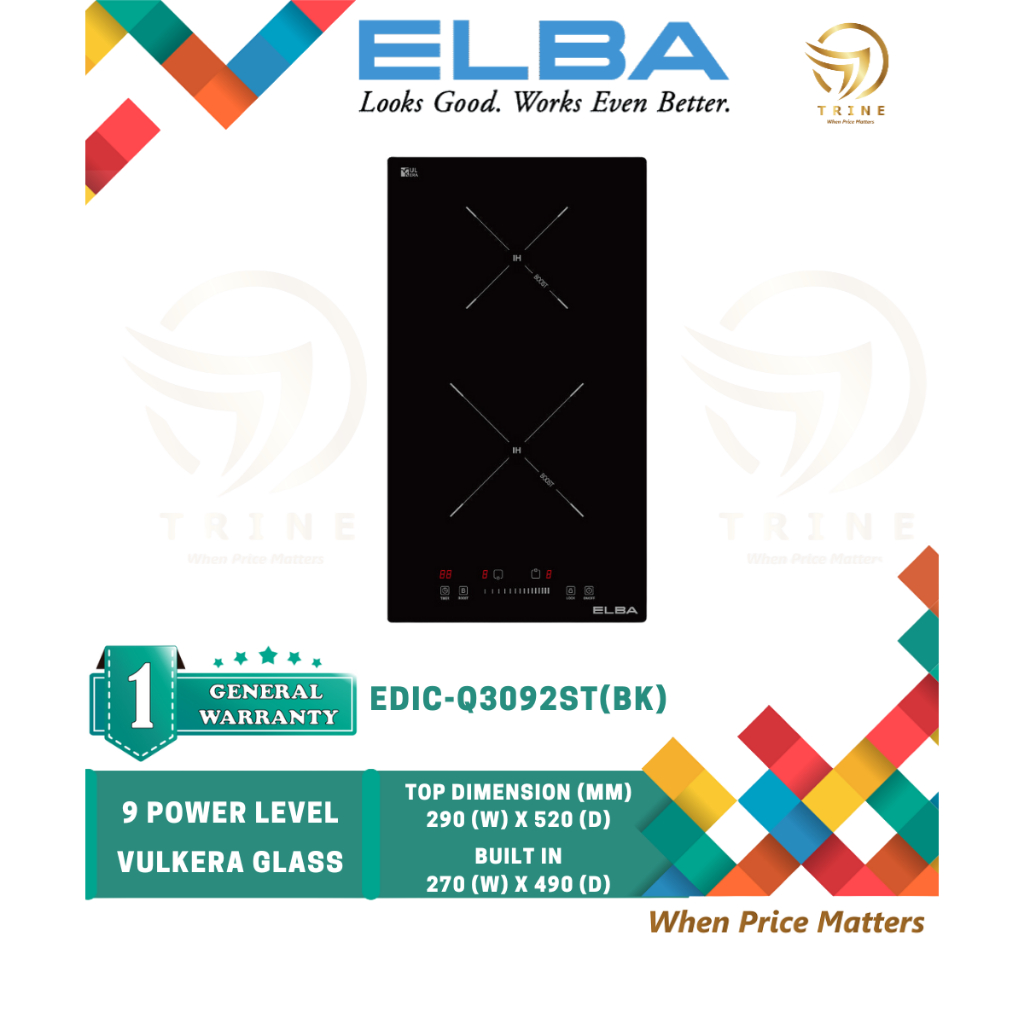 ELBA BUILT-IN DOMINO INDUCTION COOKER / VULKERA GLASS / DUAL COOKING ...