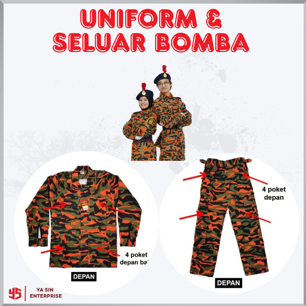 Baju Uniform dan Seluar Celoreng Kadet Bomba Sekolah Menengah | Shopee ...