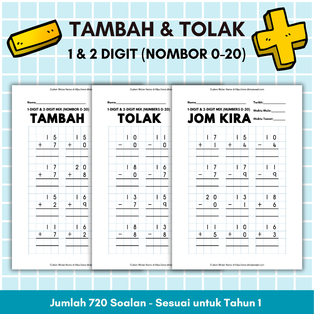 [PDF Softcopy] Matematik Tahun 1 Latih Tubi Tambah Tolak Tahun 3 ...