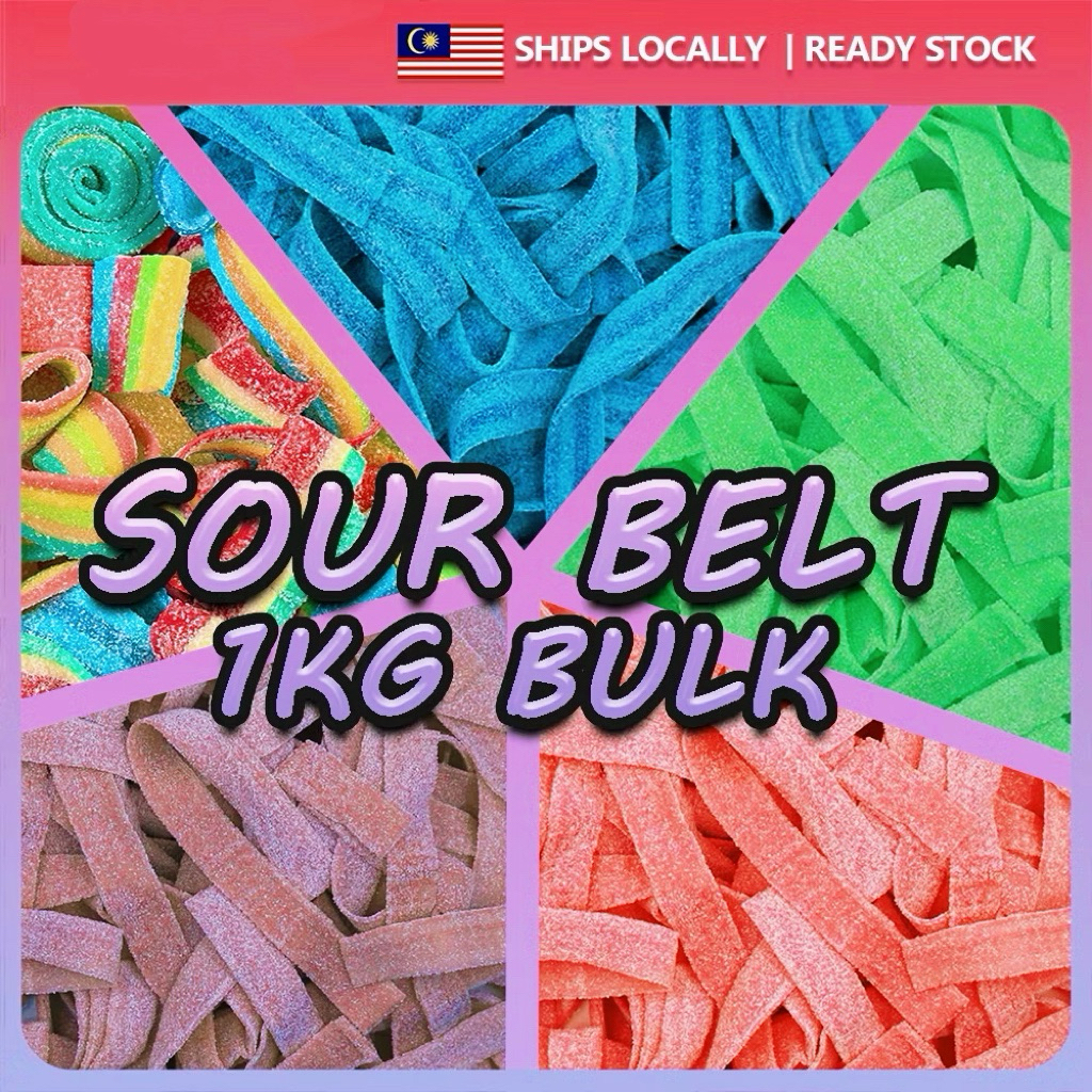 Jomei Gula Gula Halal Berperisa Masam Berbentuk Tali Pinggang 1KG Sour ...