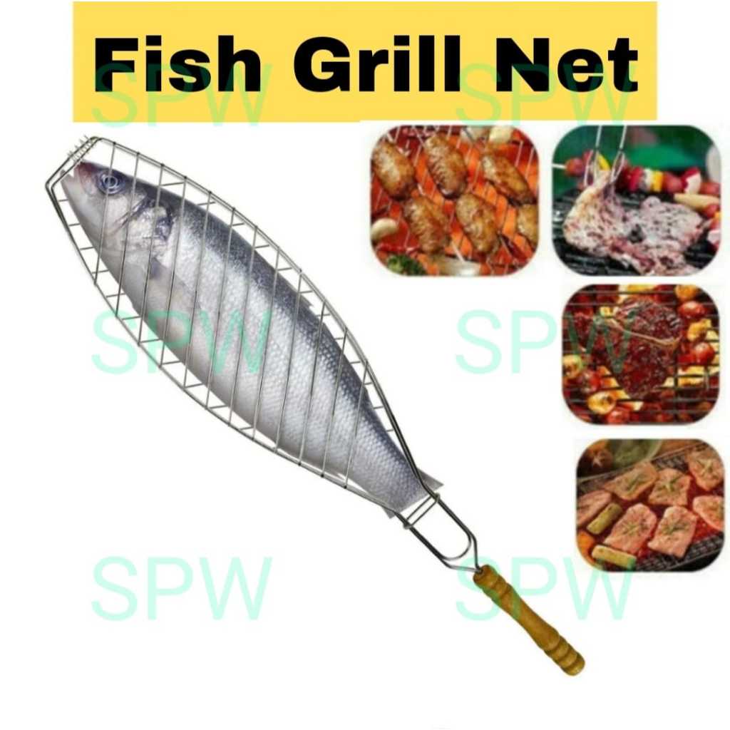 BBQ Mesh Net Grill Fish / Jaring Pemanggang Ikan / BBQ Clipper / Grill ...