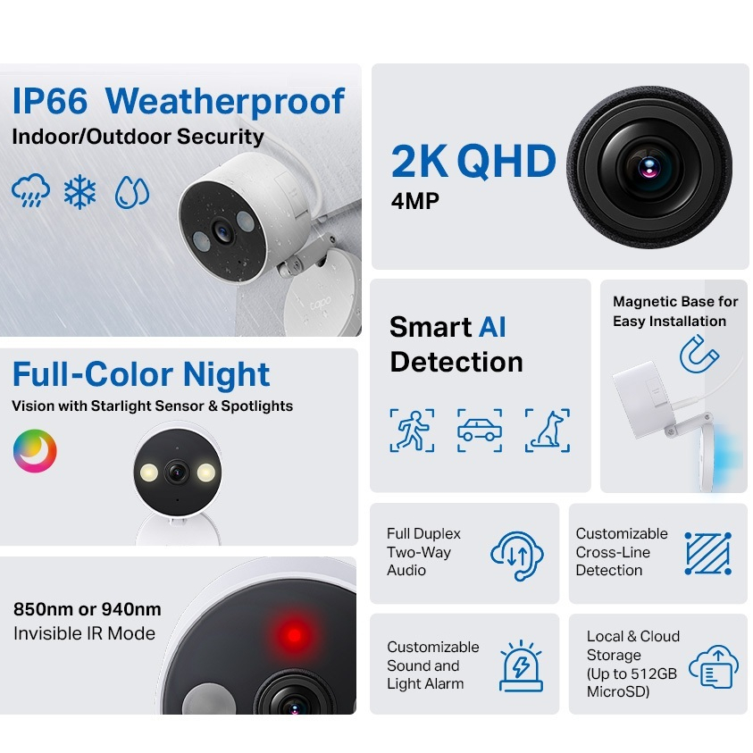 TP-Link Tapo C120 & TC42 Outdoor 2K WiFi Camera | Pan/Tilt, AI ...