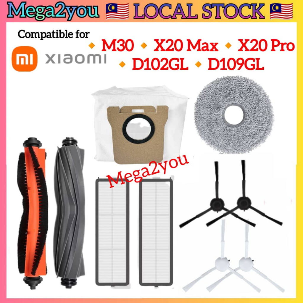 🇲🇾 Suitable for Xiaomi M30 X20 Max X20 Pro D102GL D109GL Robot Vacuum Cleaner Accessories Mop ...