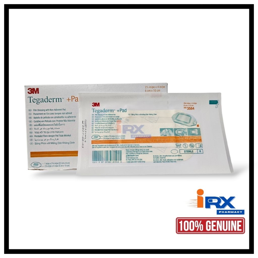 3M Tegaderm + Pad Film Dressing with Non-Adherent Pad 1's 6cm x 10cm ...