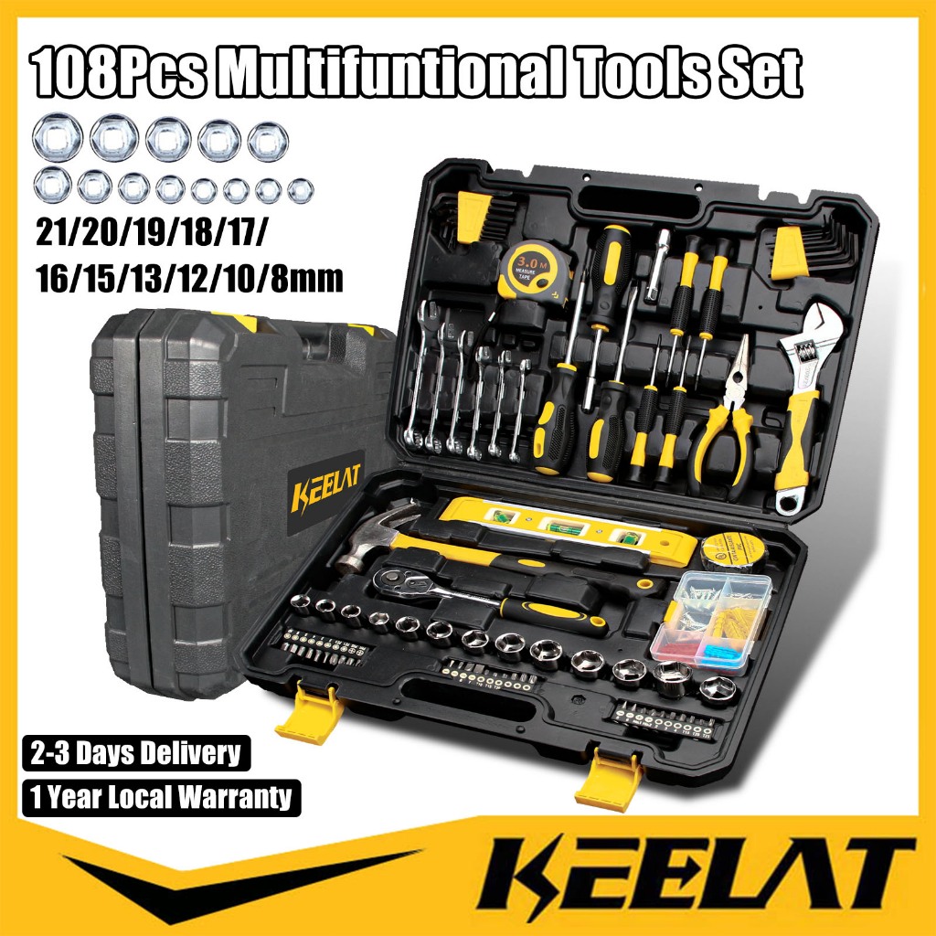 Keelat 108Pcs Multifuntional Tools Box Tools Set Steel Household Kits ...