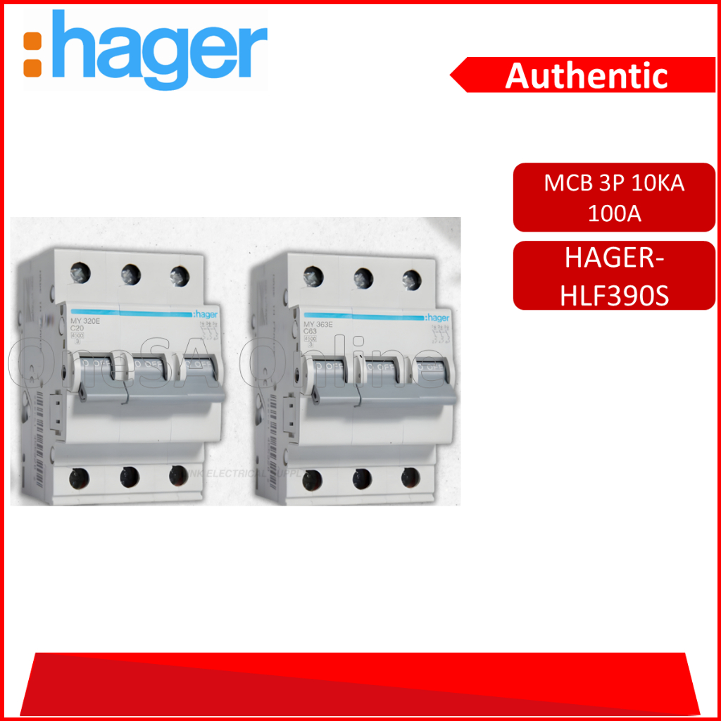 HAGER MCB 3P 10KA 100A C CURVE(HAGER-HLF390S) | Shopee Malaysia
