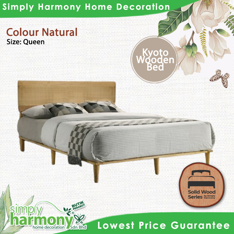 SHSB Kyoto Queen Size / Katil Kayu / Solid Wood Bed / Katil Kayu Rattan ...