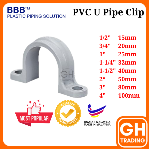 PVC Pipe U Clip Grey Colour 15mm 20mm 25mm 32mm 40mm 50mm 80mm 100mm ...