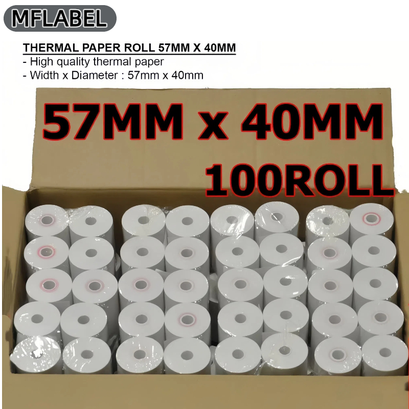 MFLABEL 100roll thermal paper roll 57mm x 50mm 57x40mm, 57x30mm ...