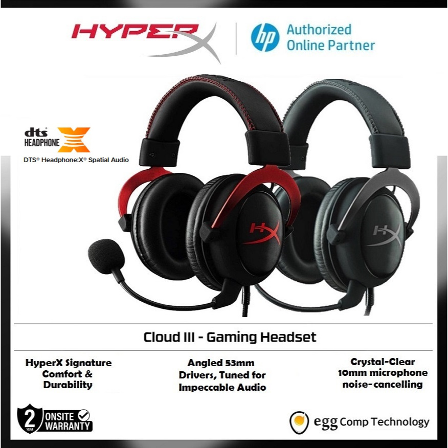 HyperX CLOUD III GAMING HEADSET - BLACK / RED ( Black 727A8AA / Black-Red 727A9AA ) | Shopee ...
