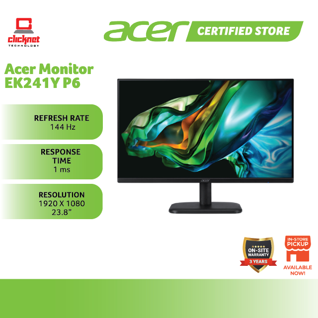 ACER EK241Y P6BMIX 23.8" FHD IPS MONITOR 144Hz BLACK | Shopee Malaysia