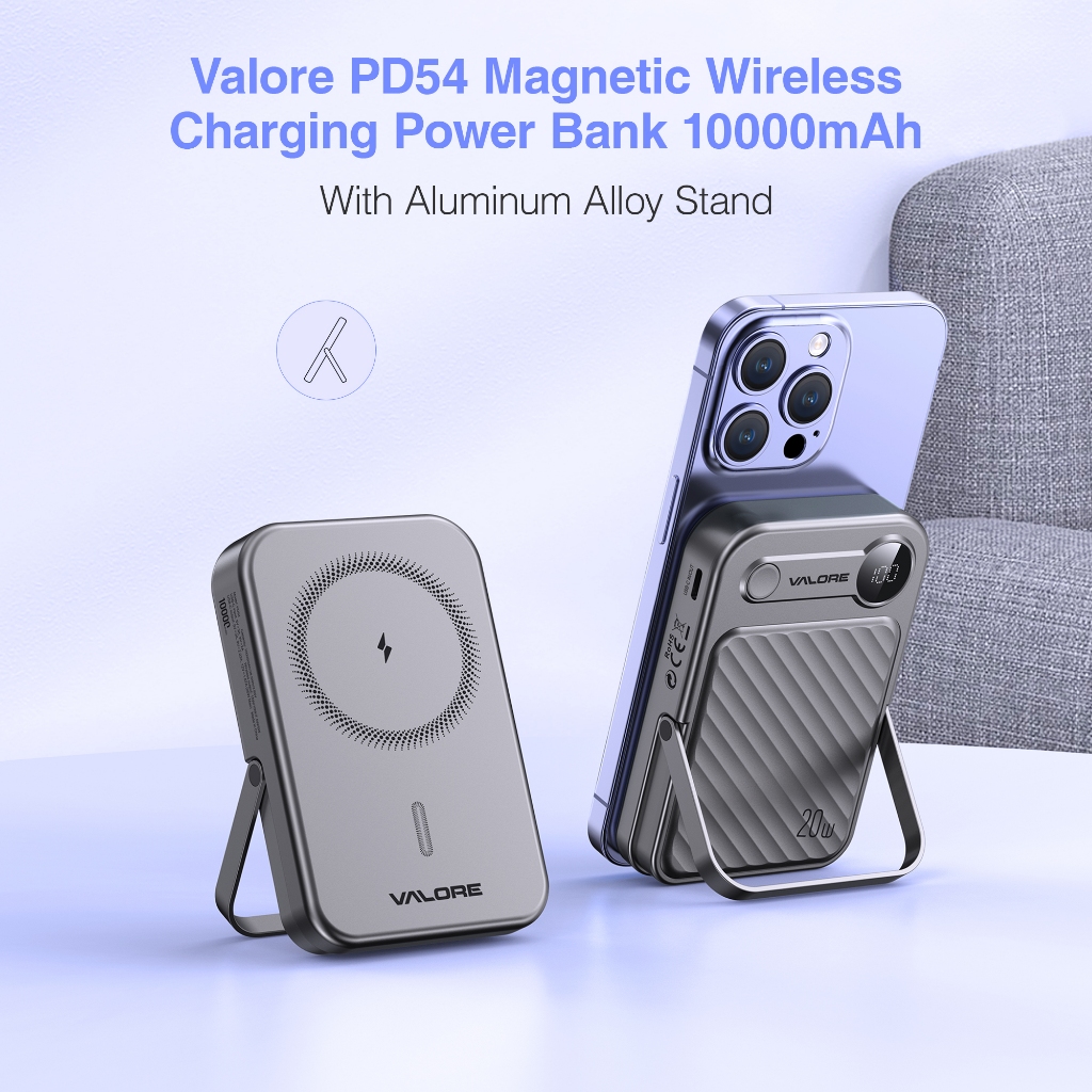 Valore PD20W 10000mAh Magnetic Wireless Charging Power Bank with Stand ...