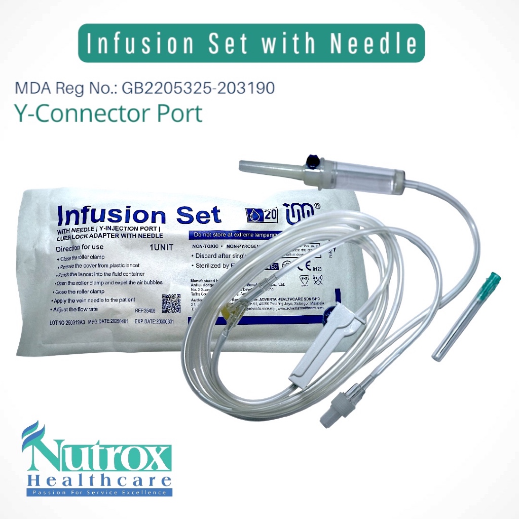 IV INFUSION SET SINGLE CHAMBER & AIR FREE With 21G Needle, Sterile ...