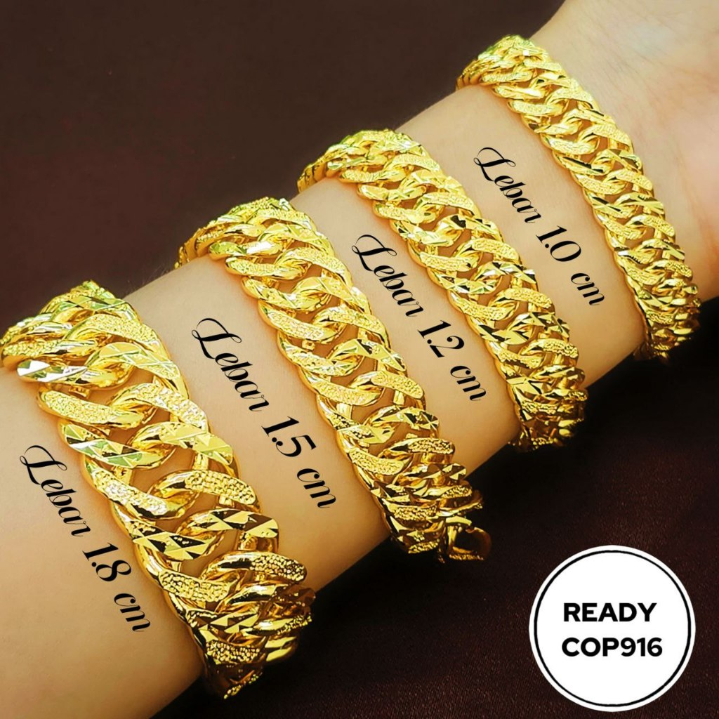 Gelang Tangan Lipan Pasir Dewasa Emas Sadur 24K Emas Titanium Emas ...
