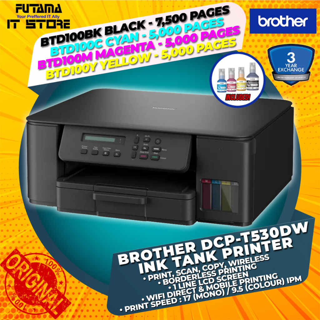 Brother DCP-T530DW Ink Tank Printer - Print/Scan/Copy/Wireless | Shopee ...
