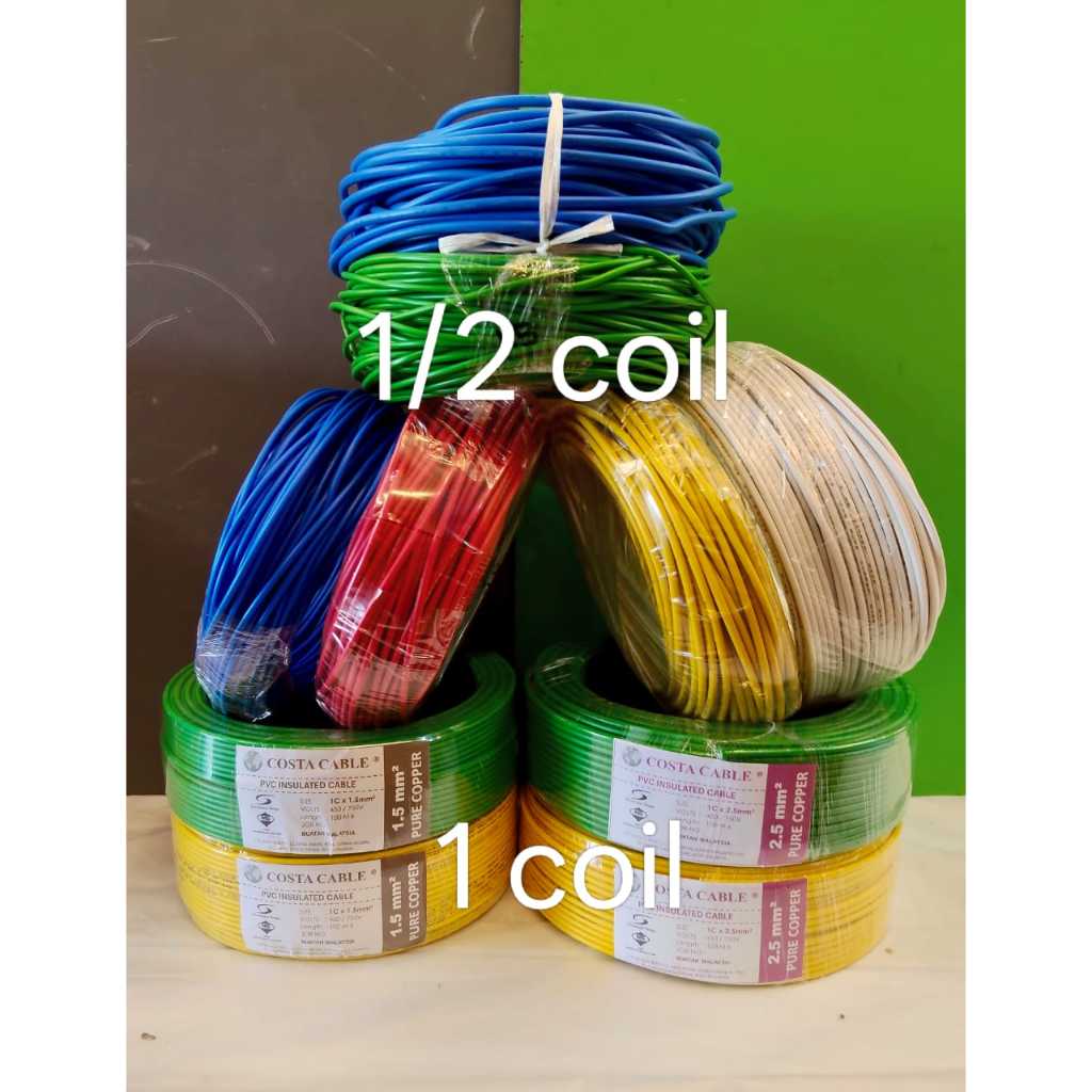 COSTA sirim Cable PVC 1.5MM 2.5MM (1/2 coil / 1coil SALES !!!)Kabel ...