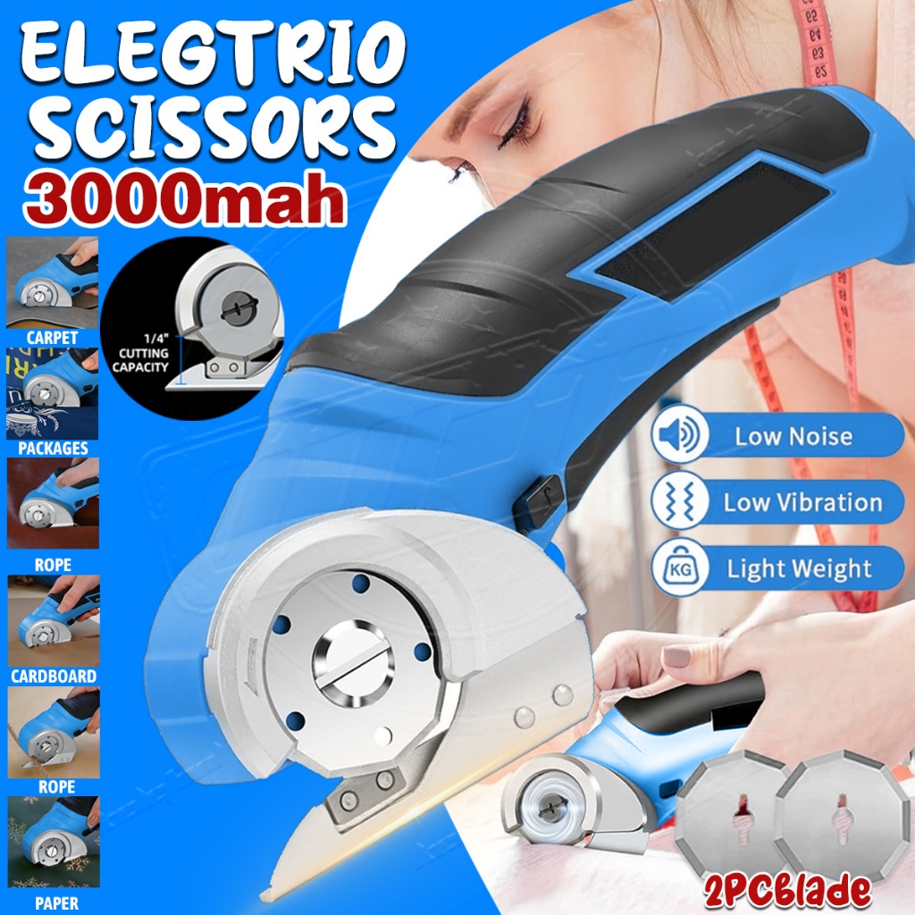 Electric Scissors 3000mAh Rechargeable Cordless Electric Cutter Shear ...