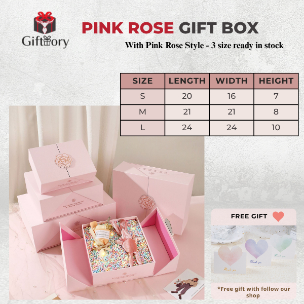 [GIFTORY] KOTAK HADIAH REBEN ROS / PINK ROSE GIFT BOX | PRESENT BOX ...
