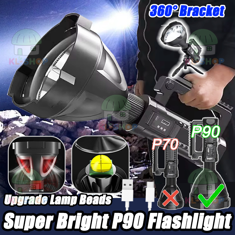 5500W Portable Flashlight With Stand Big Torch Light Super Bright Lampu ...