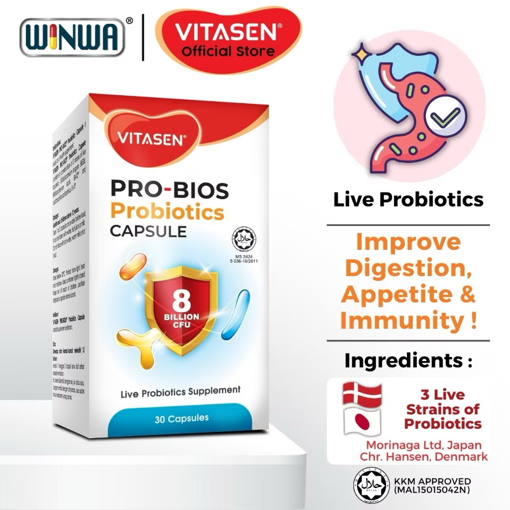 VITASEN PRO-BIOS Probiotics Capsule (30's) - Probiotik For Digestion ...