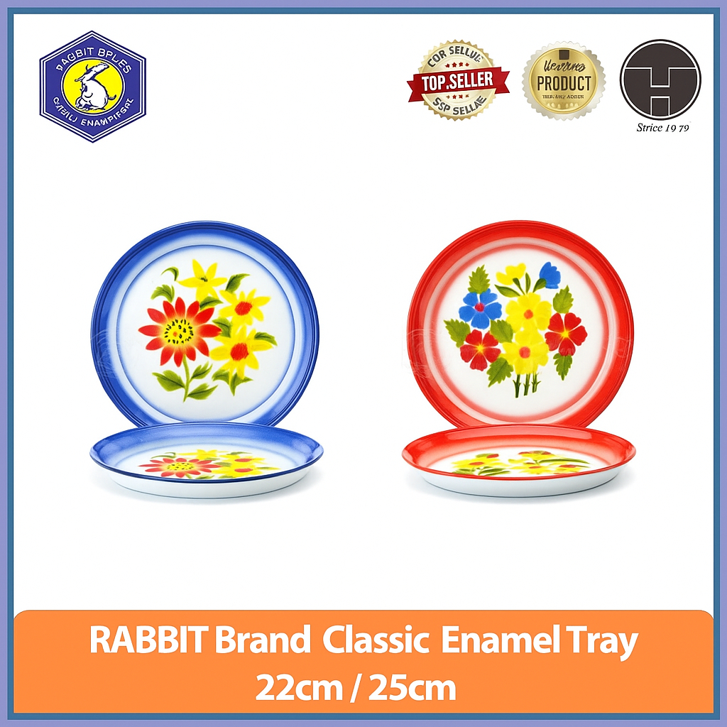 [TeoHin] Rabbit Brand Enamel Tray, Classic, Flower, Sadok, pinggan ...