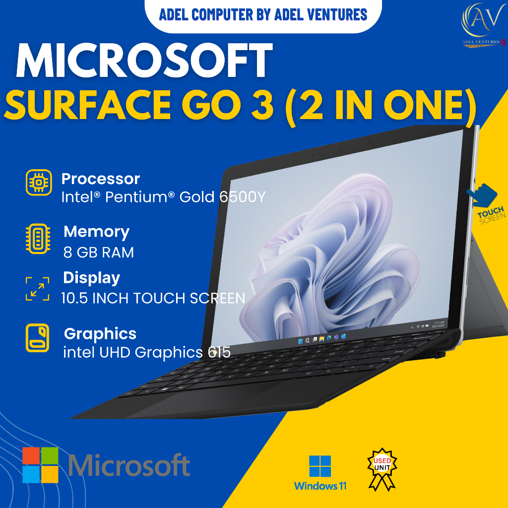 Surface GO 3 Laptop/Tablet Core i3-10TH GEN / Intel Pentium/Surface Pro ...