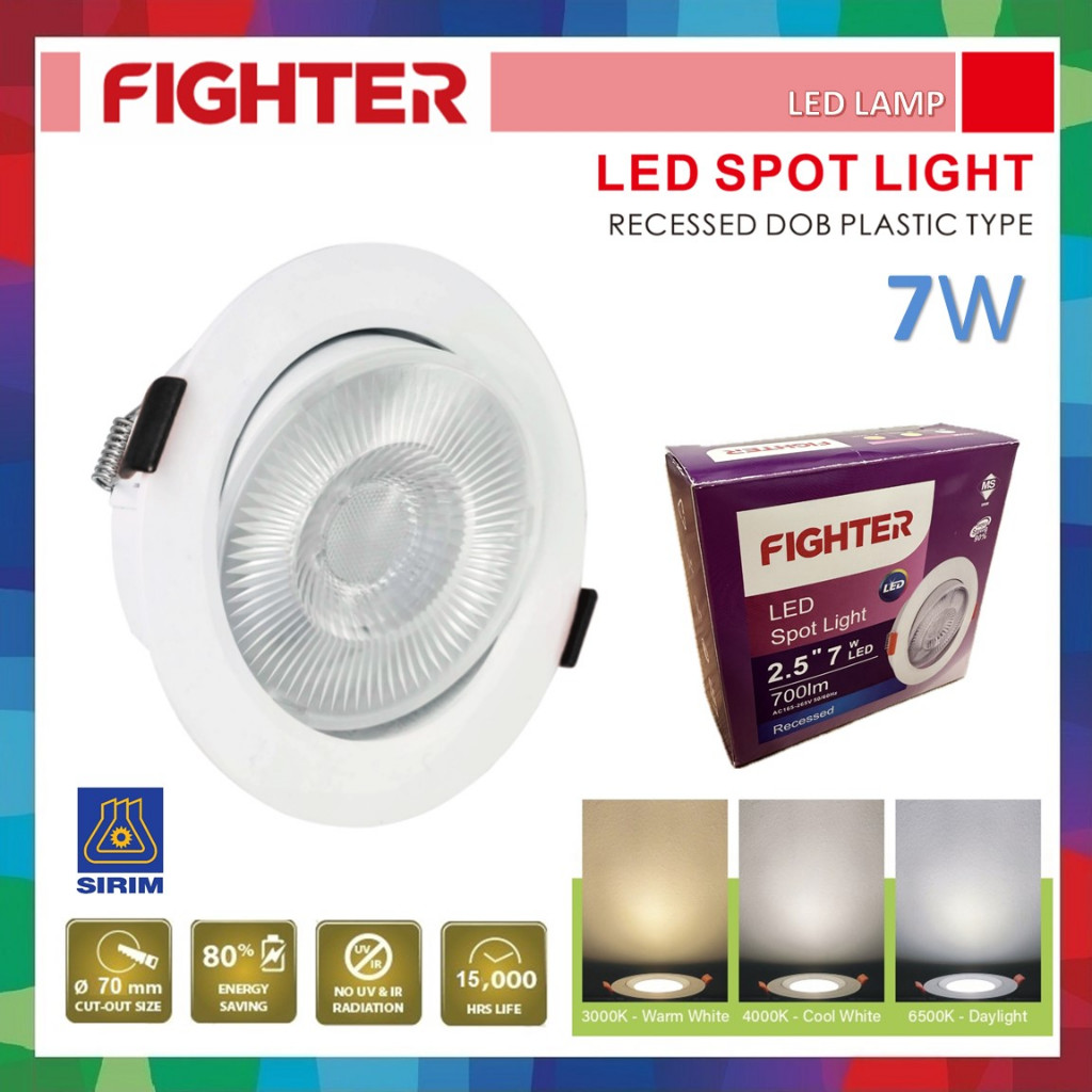 FIGHTER 7w Led Eyeball Recessed Downlight Round 3000K Warmwhite ...