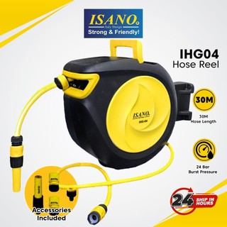 ISANO AUTO Retractable Water Hose Reel Pipe Garden 10m / 20m / 30m Wall ...