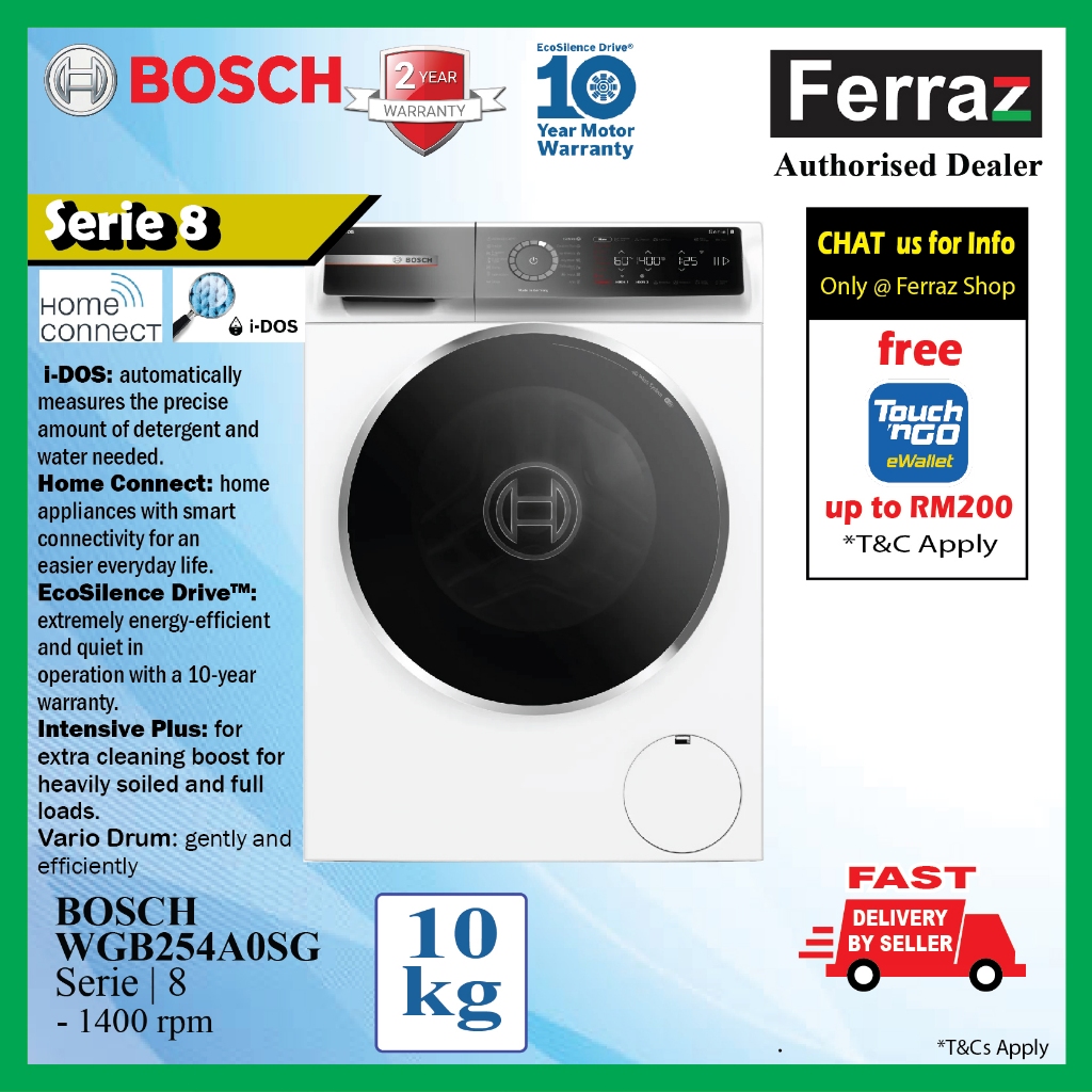 BOSCH WGB254A0SG Series 8 Washing Machine Front Load 10KG / BOSCH ...