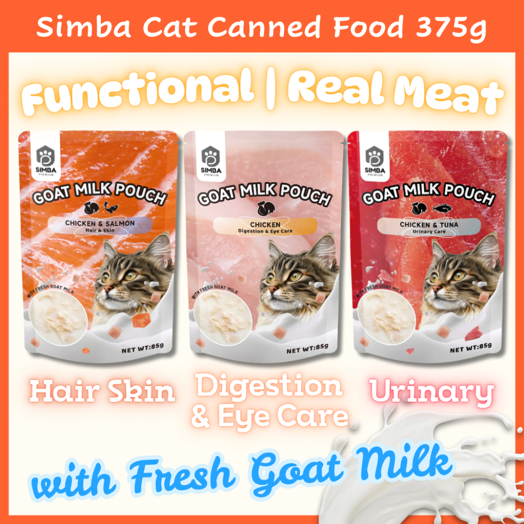 GUN PET Simba Cat Pouch 85g Cat Wet Food Goat Milk Functional Makanan ...