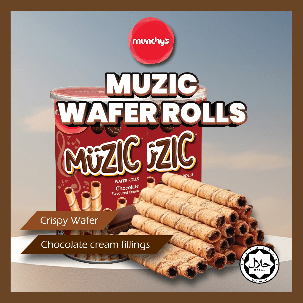 Munchy's Muzic Wafer Rolls - Chocolate (85g) | Shopee Malaysia