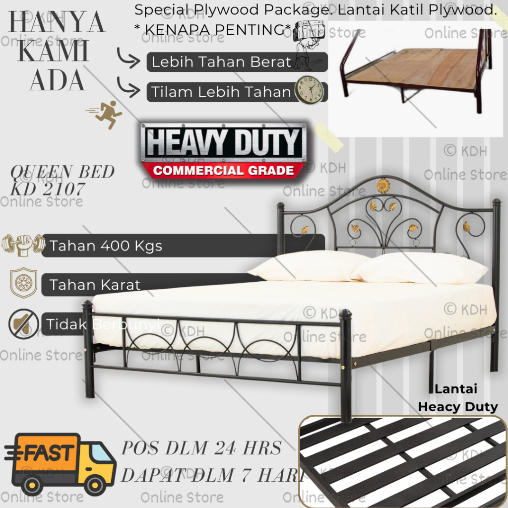🔥[SENYAP & TAHAN KARAT]Katil Besi Queen Tebal Bed Frame Queen Metal ...